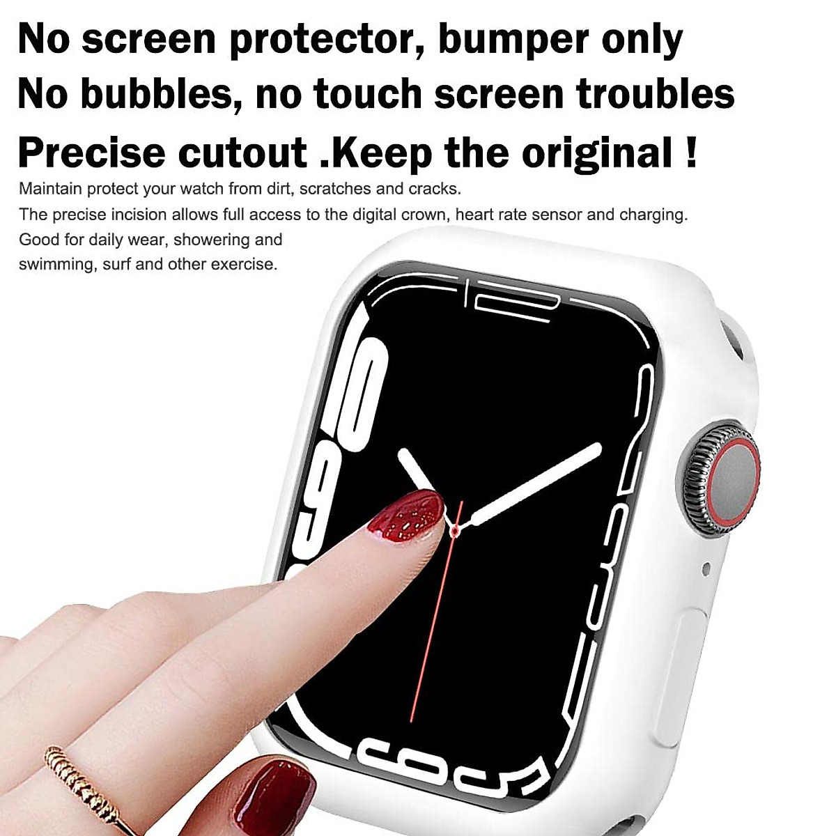 BOTOMALL Compatible with Apple Watch Bumper Case 41mm Series 9 Series 8 Series 7 Soft Flexible TPU Thin Lightweight Protective Cover for iWatch [NO Front Screen Protector]