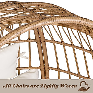 TXGDPIONEER Wicker Egg Chair, Patio Egg Chair Indoor, All-Weather Oversized Rattan Egg Lounge Chairs for Living Room, Balcony, Backyard