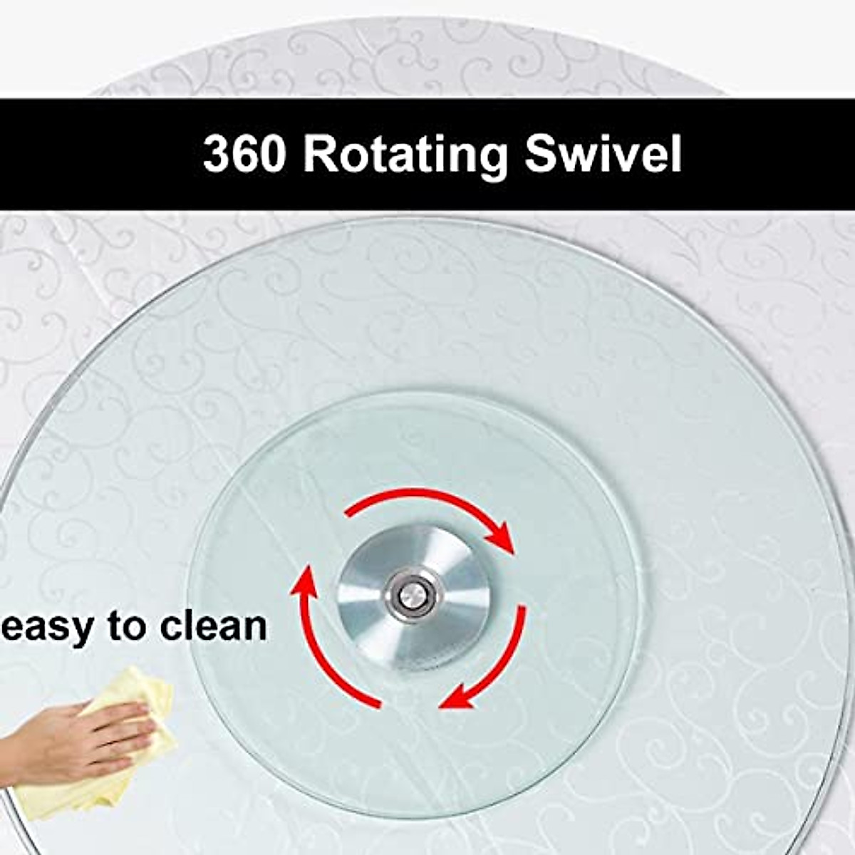 Lazy Susan Turntable Plate for Kitchen 19" 23" 27" 29" 31" 35" 39" Transparent Rotating Round Turntable with Aluminum Base, 360 Degree Swivel Dining Table Serving Tray, Thick: 8mm (Size : 70cm/27inch
