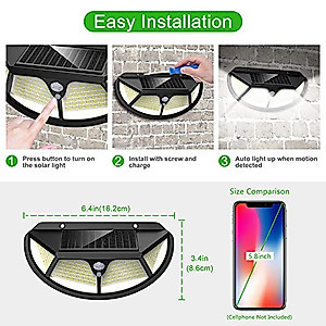 LANSOW Solar Lights Outdoor Motion Sensor [102 LED/6 Pack/3 Working Modes] Security Lights IP65 Waterproof 270°Wide Angle Lighting Wall Lights for Garden Fence Deck Yard Garage Pathway