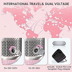 Dual Voltage Hair Dryer Brush, PRITECH Hot Air Brush 110V-120V/220V-240V Ionic 1000W Blow Dryer Brush 4 in 1 Styler, One Step Volumizer,Styling Brush for Straight and Curling Hair Salon