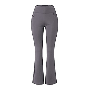 Sports Wide Pants Flared Pilates Fitness Waist Straight for Yoga Flare High Yoga Leg Trousers Leggings Trousers with Pocket Women Yoga Pants (Grey-4, S)