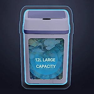 Trash Can 12L Smart Induction Square Electronic Automatic Trash Can Kitchen Bathroom Paper Basket Living Room Household Storage Bucket Trash Can Wastebasket