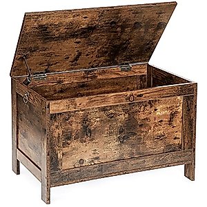 HOOBRO Storage Chest, Retro Toy Box Organizer with Safety Hinge, Entryway Storage Bench Supports 220 lb, 29.9 x 15.7 x 18.9 Inches, Toy Chest, Wooden Look, Easy Assembly, Rustic Brown BF75CW01G1