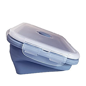 RMAMSCOV Silicone Collapsible Food Storage Containers with Airtight Lid, Set of 4 Silicone Lunch Containers, Prep/Storage Bowls Microwave and Freezer and Dishwasher Safe (Grey)