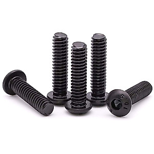 M6-1.0 x 25mm Button Head Socket Head Cap Screws, Grade 10.9 Alloy Steel, Allen Hex Drive, Full Machine Thread, Black Oxide Finish, 25 PCS
