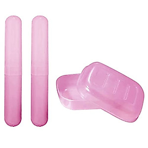 2 Sets Toothbrush Holder Cover Soap Dish Case Bath Containers Travel Organizer