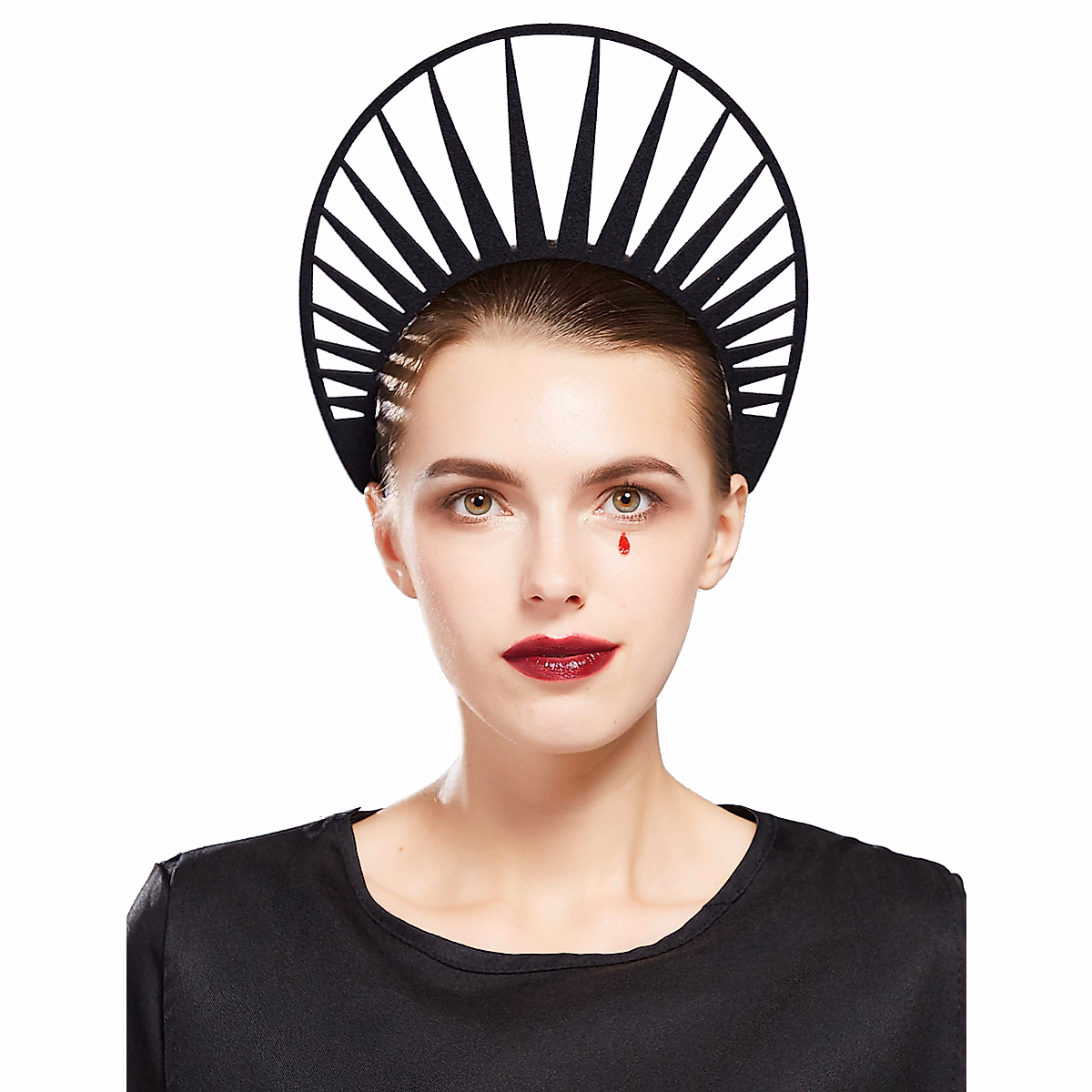 Fantherin Mary Halo Crown Headband Goddess Halo Crown Costume Headpiece Headdress for Cosplay Party (Black)