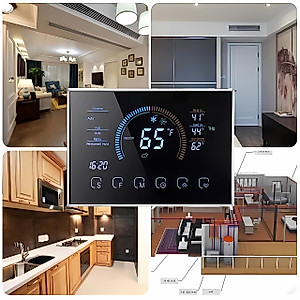 Creawonlas WiFi Thermostat for Home Heat Pump Suitable for Air and Ground Energy Heat Pumps, Programming Thermostat Voice Control Compatible with Alexa Google Home, C-Wire Adapter Included