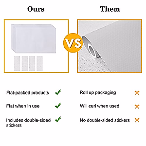 Beveetio 7 PCS Refrigerator Mats with 32 pcs Double-Sided Stickers, Washable Shelf Liner, Non-Slip Drawer Liner,Cuttable Fridge Liner,Easy to Clean Refrigerator Liners