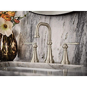 Moen TS44102BG Colinet Traditional Two Widespread High-Arc Bathroom Faucet with Lever Handles Valve Required, Brushed Gold