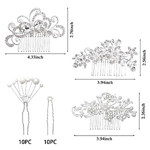 REVEW 23pcs Bridal Hair Comb Accessories Wedding Hair Accessories For Brides Bridal Hair Pins Crystal Pearls Flower Headpiece Hair Pins Decorative
