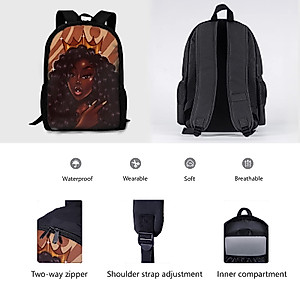 yalinan African Girl Backpack Kawaii Bookbag Black Girl Back Pack Kids Cute Book Bag with Laptop Compartment for Kids Teen Girls Teacher Women Work Middle School College