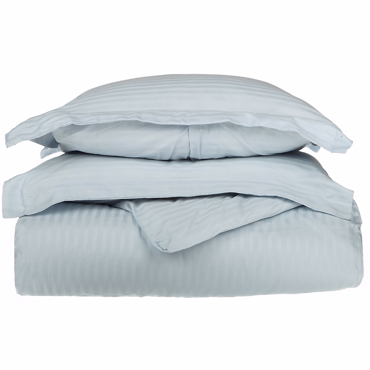 Superior Egyptian Cotton 600 Thread Count Stripe Duvet Cover, King/California King, Light Blue, 3-Piece Set