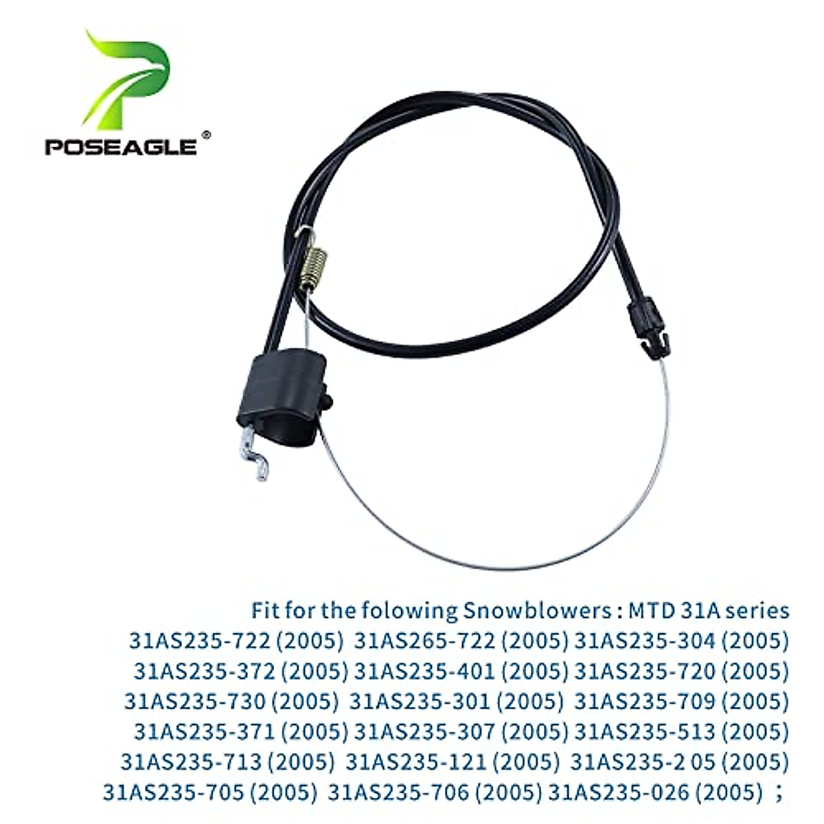 POSEAGLE 946-04091 Clutch Cable Compatible with MTD 946-04091 Clutch Cable, MTD 746-04091 Clutch Cable, 946 04091, 746 04091, 74604091, 94604091 Cable for MTD Many Snow Throwers