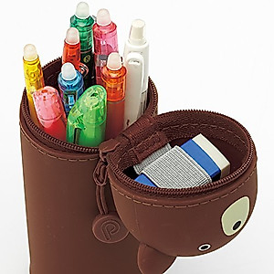 LIHIT LAB. PuniLabo Stand Up Pen Case (Pen Holder), Bear, 2.4" x 7.8" (A7712-1)