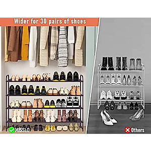 MISSLO 3-Tier Long Shoe Rack for Closet and 4 Tier Long Shoe Organizer for Closet Shoe Organizer for Closet Floor Entryway Storage Stackable Wide Shoe Shelf Stores Men Sneakers