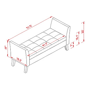 Homaddition Storage Ottoman Bench, 51.5" Upholstered Velvet Storage Bench with Curved Armrest & Solid Wood Leg, End of Bed Bench with Storage Queen Size for Bedroom Living Room Entryway (Olive Green)