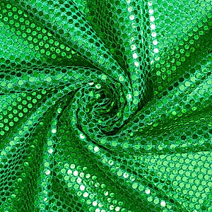 Faux Sequin Knit Fabric Shiny Dot Confetti for Sewing Costumes Apparel Crafts by The Yard (1 Yard, Green)