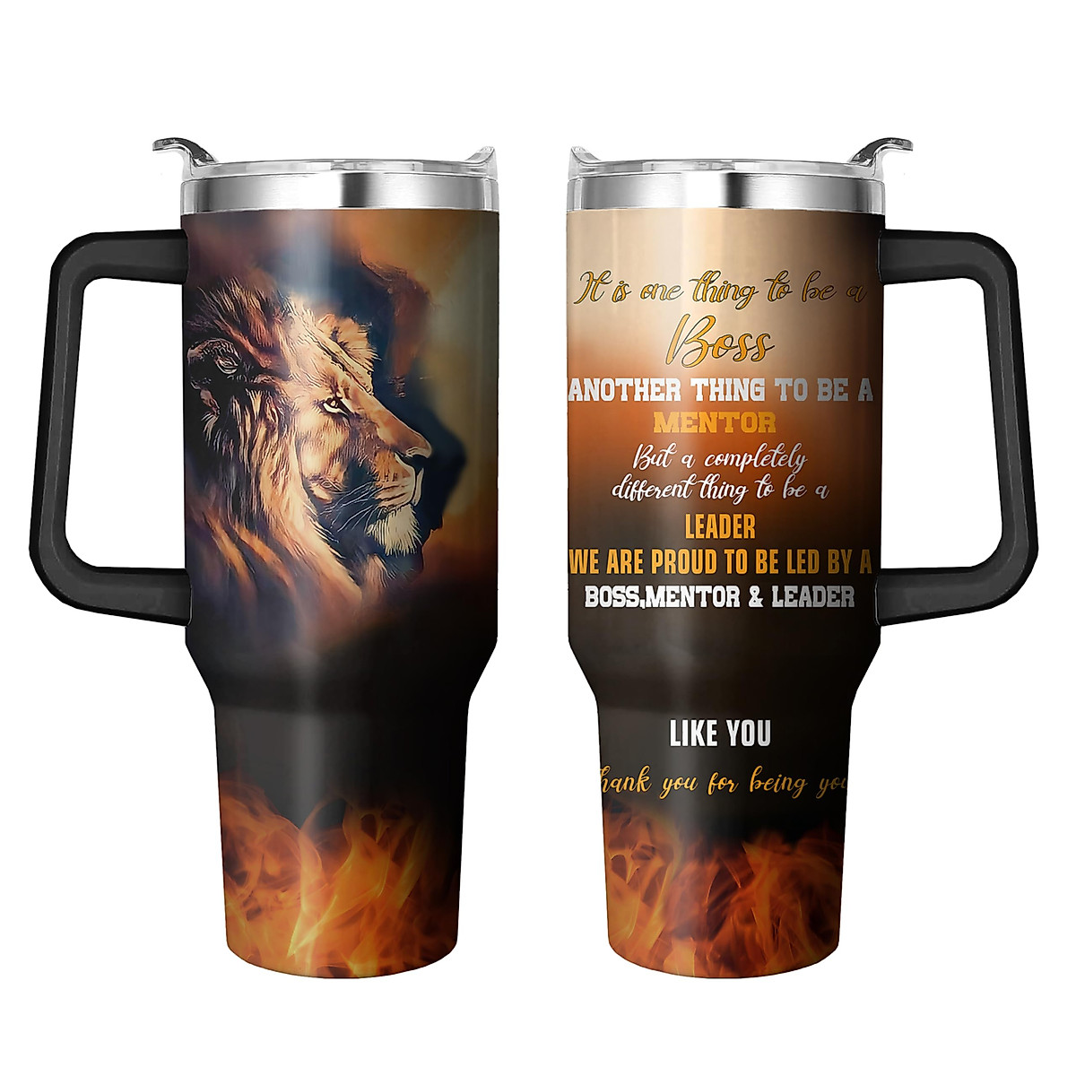 Ksoemar 40 Oz Boss Tumbler with Handle and Straw, Stainless Steel Boss Cup Gift for Men in Bosses Day Cups, Office Gifts Ideas for Bosses Day, Fathers Day, Birthday, Christmas