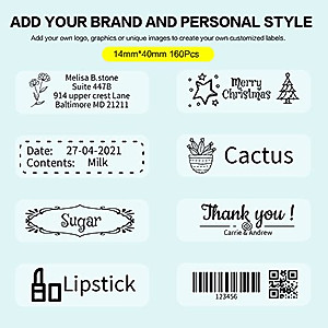 160 Pcs NIIMBOT D11 Label Maker Tape Clear Address Labels Name File Folder Waterproof Sticker Labels for Daycare, School, Travel, Baby Bottles, Clothes, Lunch Boxes and Cups, School Supplies
