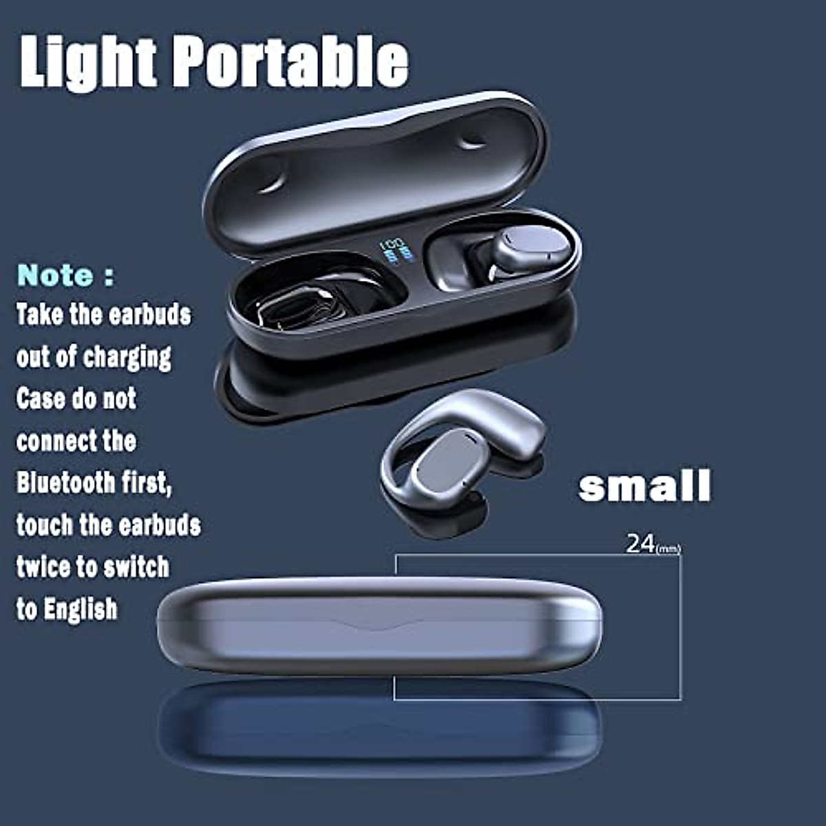 Over Ear Open Ear Earbuds Wrap Around with Ear Hook Wireless Bluetooth Bone Conduction Headphones Out of Ear Running Earbuds with Earhooks Sport Workout Earclip Wireless Bluetooth