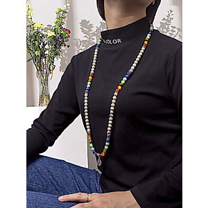 Addmluck 108 Mala Beads Meditation Necklace 7 Chakra Tree of Life Pendant Necklace Prayer Buddha Beaded Bracelets Healing Stone Yoga Necklace for Men and Women Jewelry(shoushan stone)