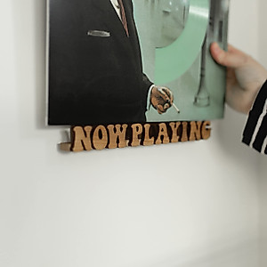 Off The Deep Trend Now Playing Vinyl Record Stand - Display Wall Mount Solid Wood Album Shelf Bracket Hanging Storage LP Holder Retro Gift for Music Lovers Player Accessory