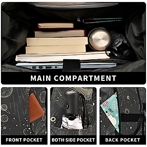 Moon And Stars Goth Travel Roll Top Backpack for Men, Expandable Waterproof Trendy Laptop Backpack