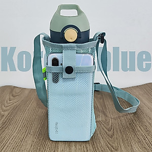 egghat 3Pcs Adjustable Shoulder Strap Water Bottle Carrier Mesh Bag Lightweight Dog Water Bottle Sleeve Crossbody Pouch (Navy/Korean blue/purple)