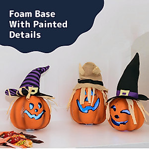 Prextex Halloween Pumpkin Decorations - 3pc Set of Halloween Outdoor Pumpkin Decorations for Porch - Jack-o-Lanterns Decor Pumpkin Lights