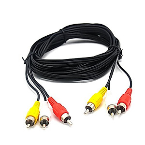 Padarsey RCA 10FT Audio/Video Composite Cable DVD/VCR/SAT Yellow/White/red connectors 3 Male to 3 Male