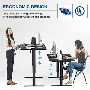 Monomi Electric Standing Desk, 63 x 28 inches Height Adjustable Desk, Ergonomic Home Office Sit Stand Up Desk with Memory Preset Controller (Rustic Brown Top/Black Frame)