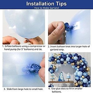 Navy Blue Balloons Garland Arch Kit - 133PCS Different Sizes Navy Blue Macaron Blue Metallic Blue Confetti and Gold Latex Balloons for Baby Shower Wedding Bridal Shower Birthday Party Decoration