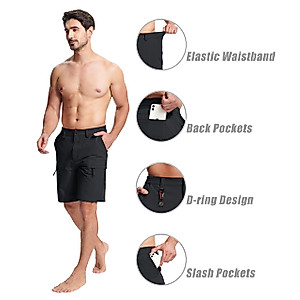 MAGCOMSEN Mens Hiking Shorts Lightweight Cargo Shorts for Men with Zipper Pockets Quick Dry Summer Running Fishing Military Tactical Shorts Black