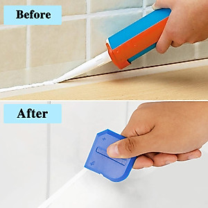 2 PCS Silicone Caulking Tool Set Sealant Finishing Tool Portable Sealant Scraper Sealant Reuse Grout Scraper for Kitchen Bathroom Floor Caulking, Cleaning, Sealing