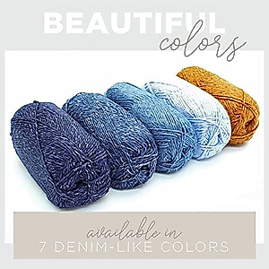 Lion Brand Yarn Jeans Yarn, Soft Yarn for Knitting and Crocheting, Yarn for Crafts, 1-Pack