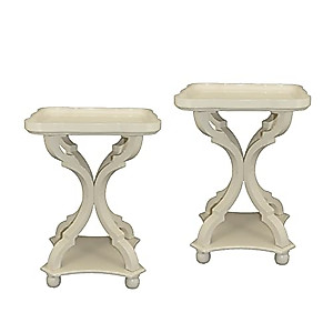 COZAYH Rustic Farmhouse Cottagecore Accent End Table X 2, Natural Tray Top Side Table Nightstand for Family, Dinning or Living Room, Handcrafted Finish, Modern, 19" L x 19" W x 25" H