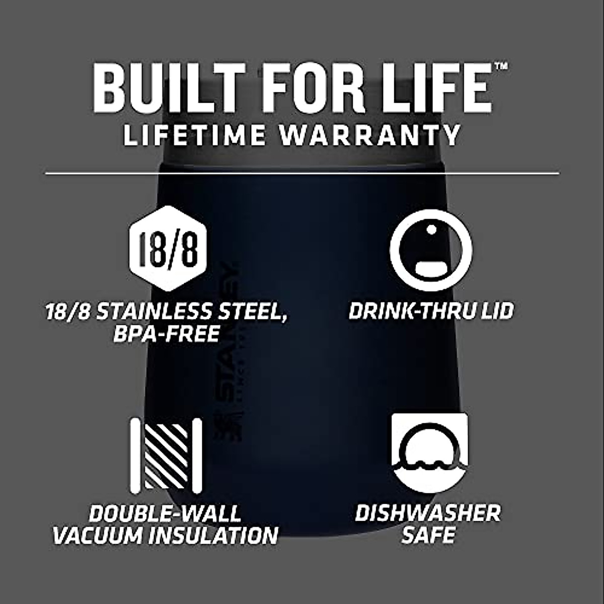 Stanley Stainless Steel GO Tumbler, 10oz Stainless Steel Vacuum Insulated Wine Tumbler, 5 Hours Cold, 1.5 Hours Hot, and 20 Hours Iced