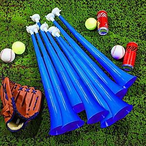 Honoson 8 Pieces Collapsible Stadium Horn 24 Inch Plastic Trumpet Vuvuzela Horn Blow Horn Noisemakers for Sporting Events Graduation Games School Sports Party Supplies Favors Accessories (Blue)