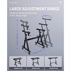 Donner Keyboard Stand, Z-style Heavy-Duty Piano Stand, Adjustable and Portable Piano Keyboard Stand, Suitable for 54, 61 and 88 Keys Electric Keyboards Digital Pianos