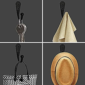 Menecor 32 Pack Small Wall Mounted Single Prong Robe Coat Hooks,Retro Design No Scratch Rustic Coat Hooks Key Hook for Home Bath Kitchen and More,Including 64 PCS Screws (Black)