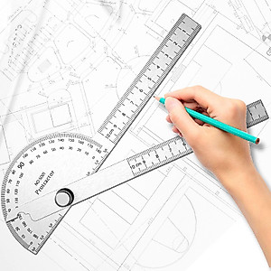 ForoGore Stainless Steel Protractor 180 Degrees Two Arm Ruler Adjustable Angle Protractor Woodworking Ruler Craftsman Angle Measure Tool (10 cm/ 3.94 Inch)
