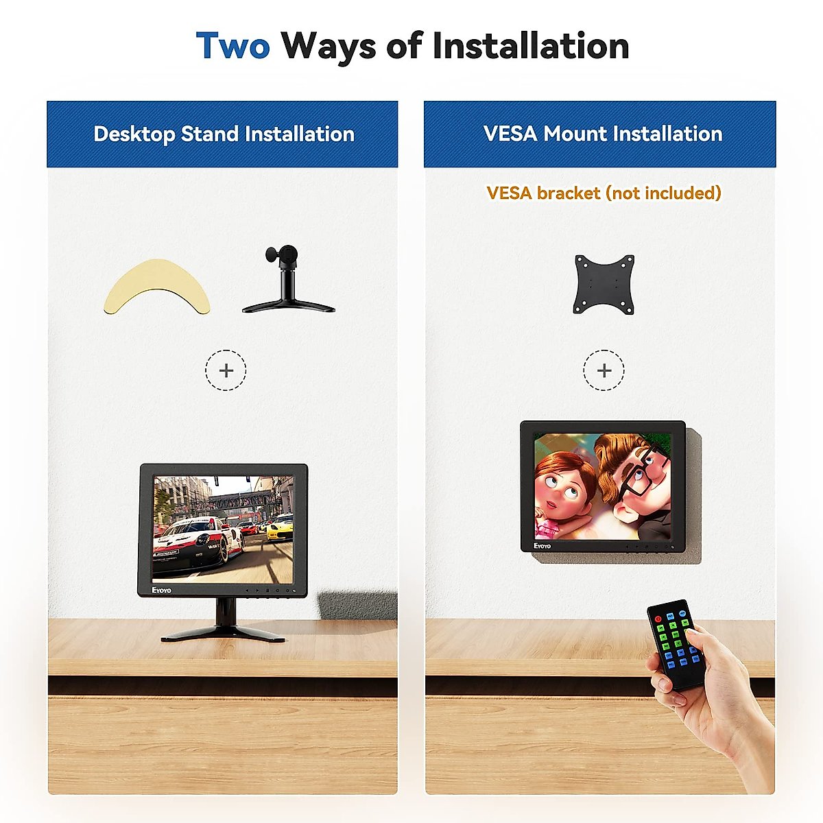 Eyoyo 8 Inch Small Monitor, 1024x768 4:3 IPS Mini HDMI Monitor Support HDMI/VGA/AV/BNC Input with Remote Control & Built-in Speakers, Security Monitor for Computer Raspi CCTV Camera