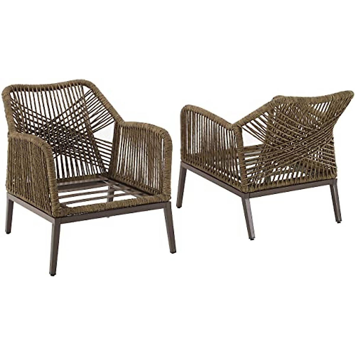 Crosley Furniture Haven 2-Piece Outdoor Chair Set, Wicker Patio Chairs for Conversation, Porch, Deck, Light Brown with Light Gray Cushions