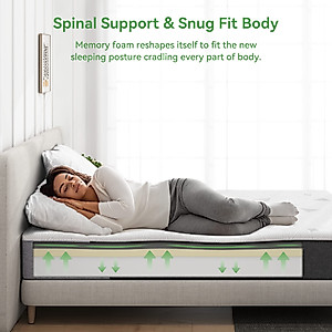 Kescas 8 Inch Bamboo Charcoal Cooling Gel Memory Foam Full Mattress -Medium Firm - with Moisture Wicking Cover and Edge Support for Motion Isolating - Medium Firm