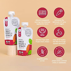 Serenity Kids 6+ Months Certified Organic Baby Food Pouches Veggie Puree | No Sugary Fruits or Added Sugar | Allergen Free | 3.5 Ounce BPA-Free Pouch | Variety Pack | 8 Count