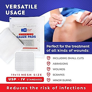 100pc Large Sterile Gauze Pads 4x4 Sterile for Wounds Bulk - 12ply Woven Gauze Sponges 4x4 Sterile - USP IV Breathable Mesh 4x4 Gauze Pads Sterile for Enhanced Absorption - First Aid Medical