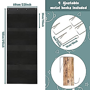 FYY Over The Door Organizer, Hanging Storage for Stuffed Animal with 4 Large Mesh Pocket Breathable Behind Door Wall Mount Organizer for Bedroom Bathroom Closet Toys Storage Black