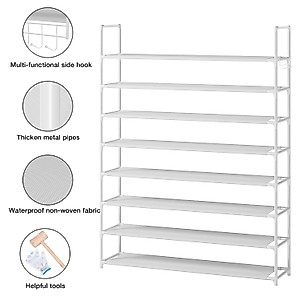 OYREL 8 Tier Shoe Rack Organizer Large Shoe Storage Rack for Closet Entryway Shoe Holder Space Saving Shoe Shelf Shoe Stand Tall Shoe Tower Metal Shoe Rack Holds up to 32-40 Pairs of Shoes